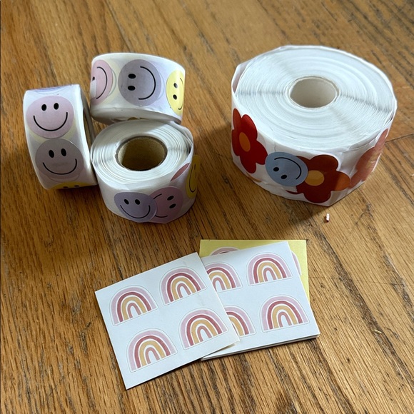 Party Supplies | Colorful Smiley Face And Flower Sticker Rolls | Poshmark